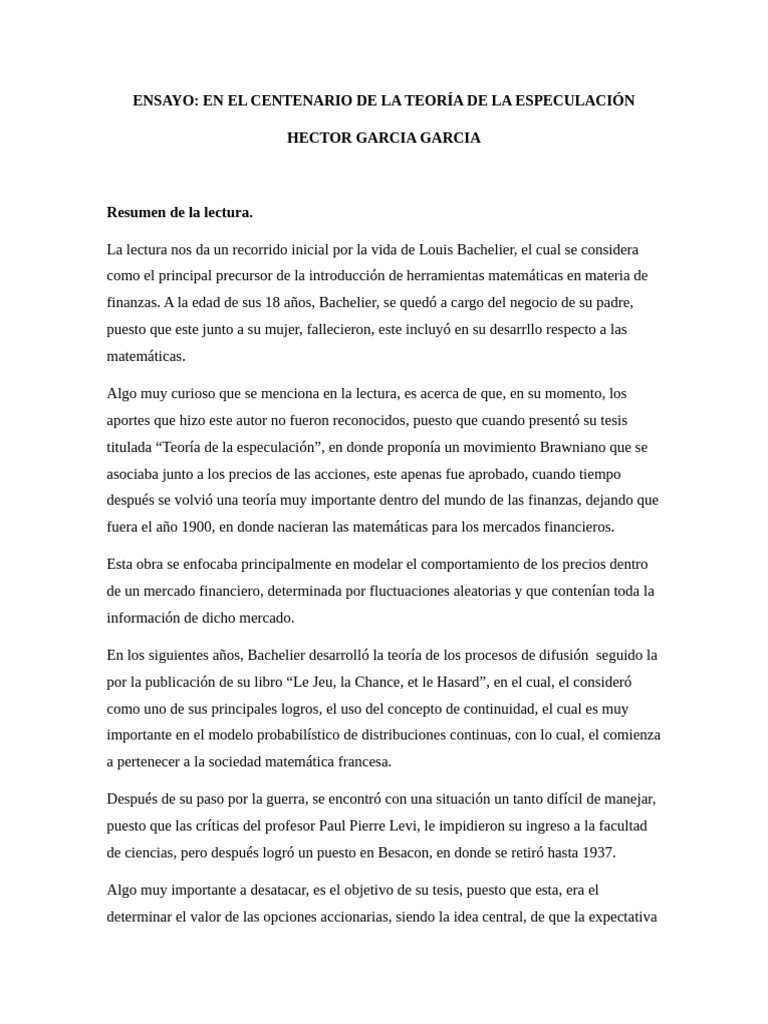 Ensayo Louis Bachelier | PDF