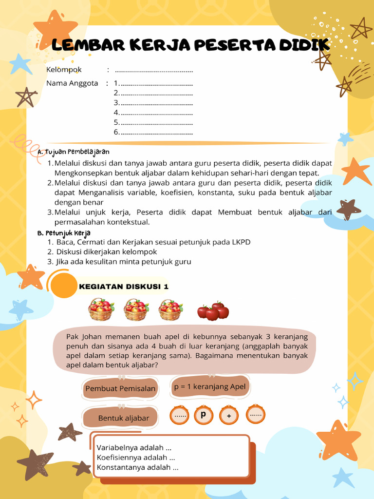 LKPB Bentuk Aljabar | PDF