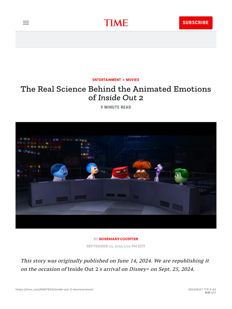 The Real Science Behind The Animated Emotions Of: Inside Out 2 | PDF