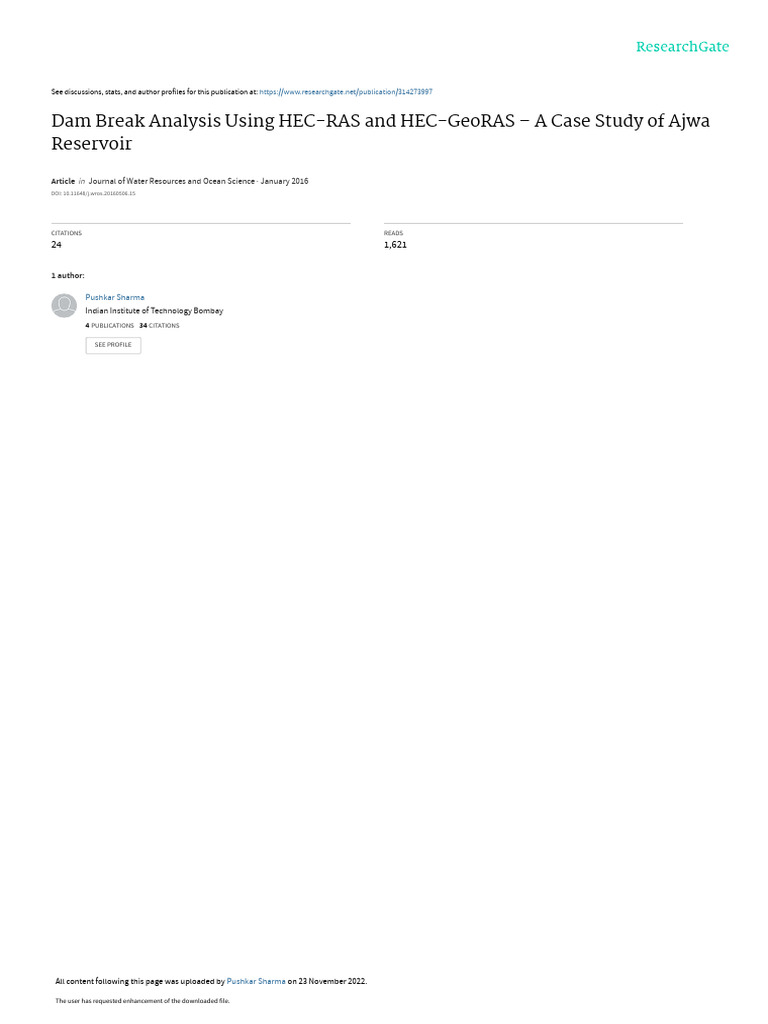 Dam Break Analysis Using HEC-RAS and HEC-GeoRAS | PDF