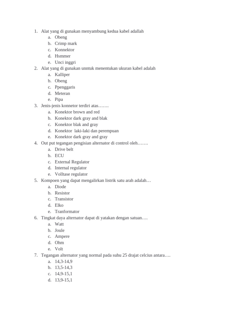 Soal STS TKR KLS Xii | PDF