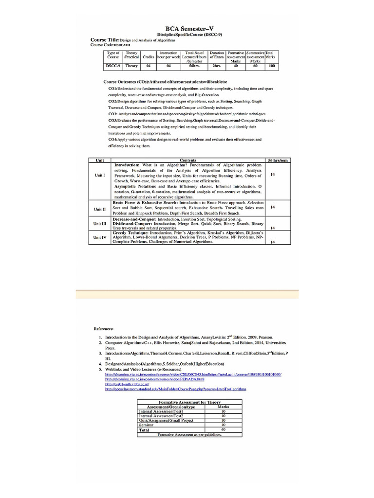 DAA Syllabus (theory+Practical) Copy | PDF