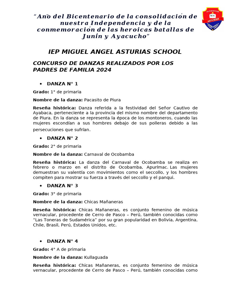 Concurso de Danzas | PDF