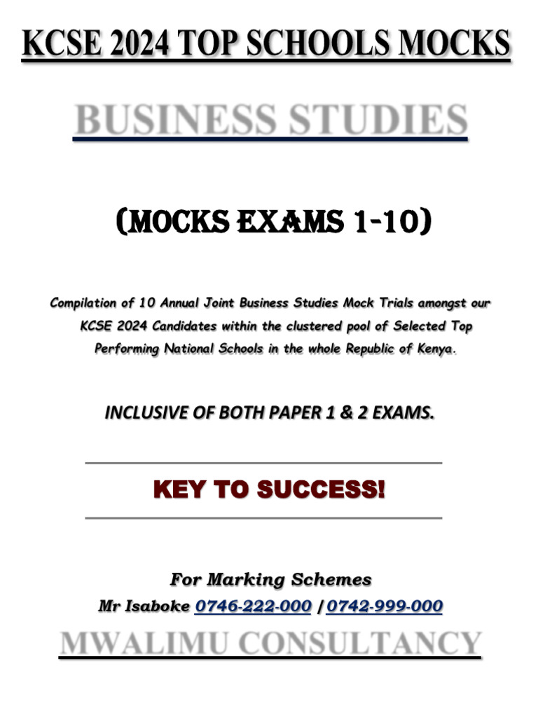 Kcse 2024 BST Top SCH' Mocks | PDF