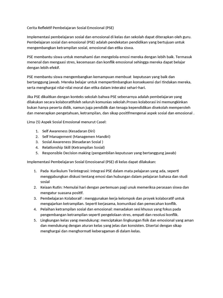 Cerita Reflektif Implementasi PSE | PDF