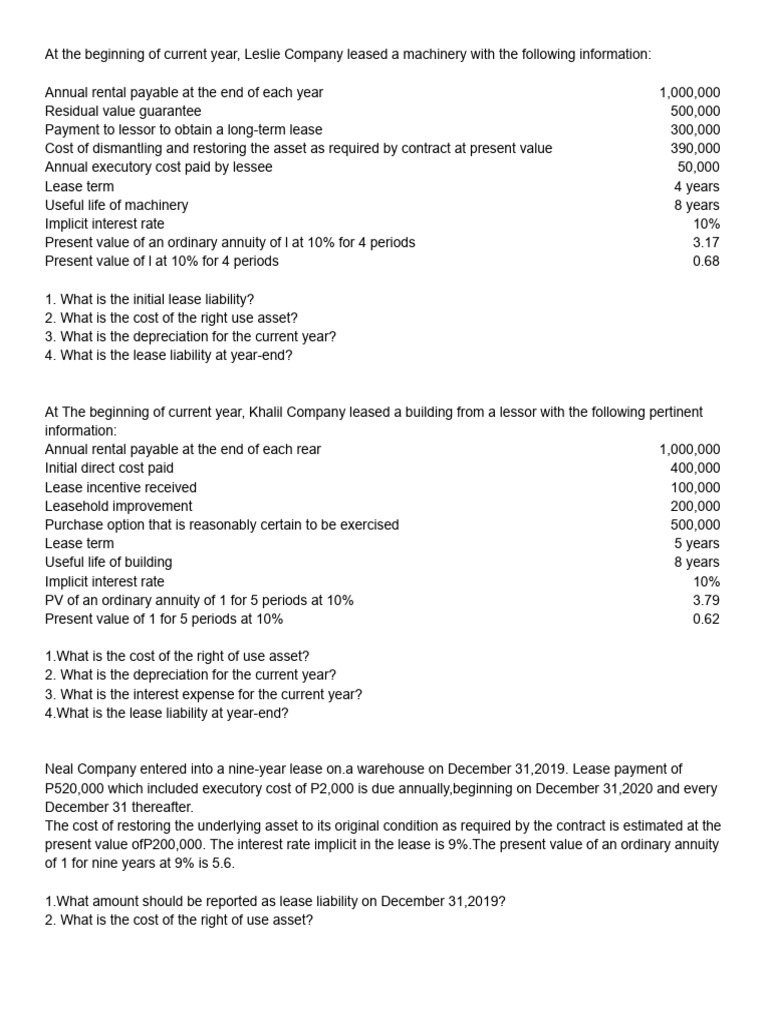 Lessee Accounting | PDF | Lease | Present Value