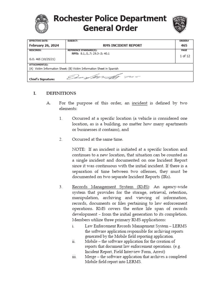 GO 465 Incident Report | PDF