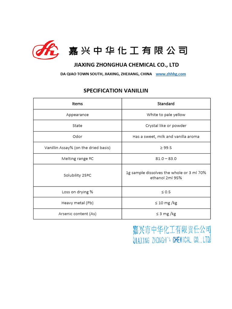 Tds Vanillina | PDF