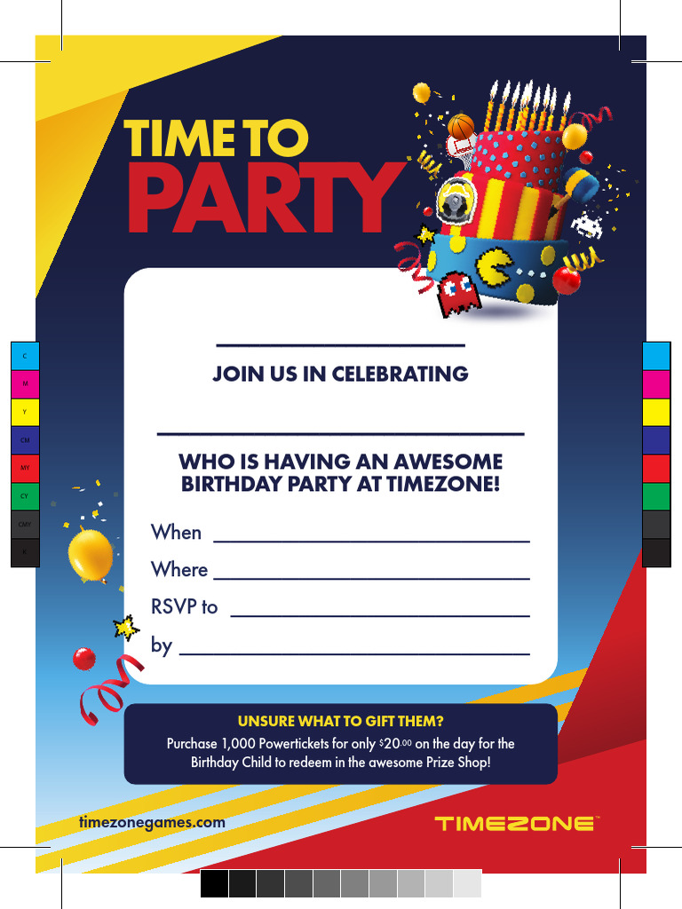 TZ - Birthday Parties Collateral Print Invitation A6 | PDF