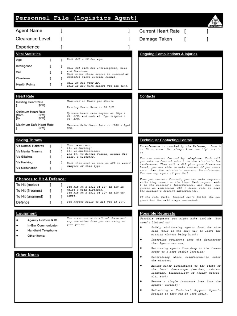 Character Sheets Rules Handouts (21205044) | PDF
