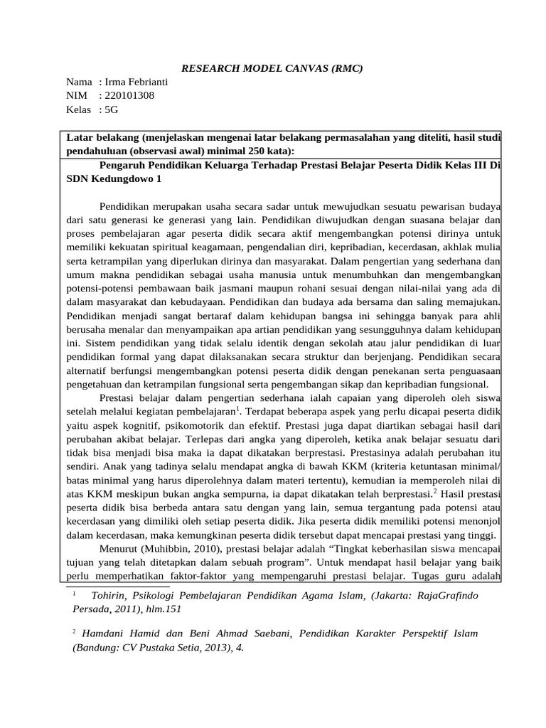 RMC Penelitian Kuantitatif Irma Febrianti 220101308 | PDF