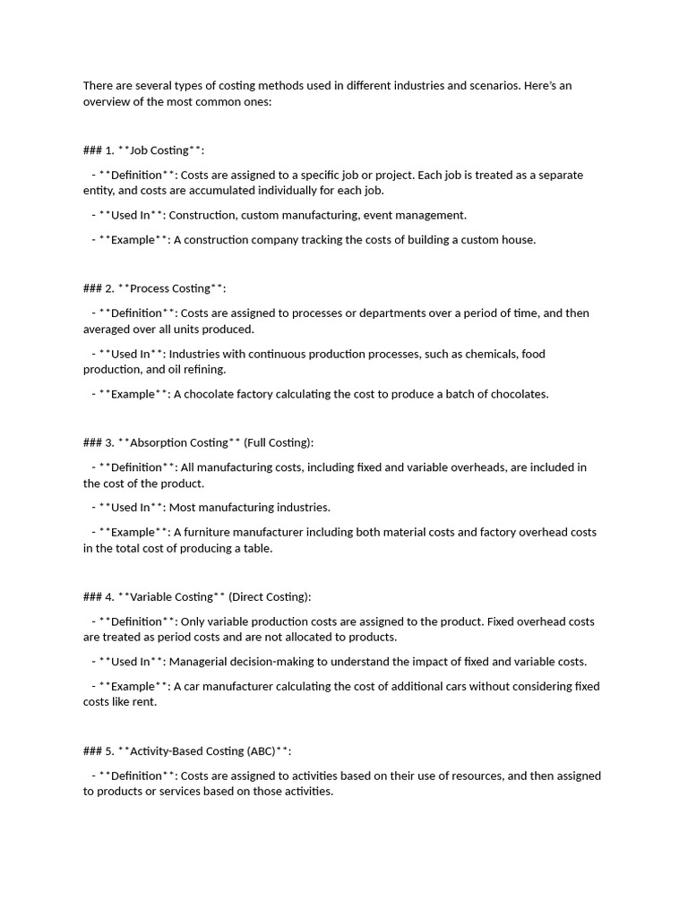 Costing | PDF