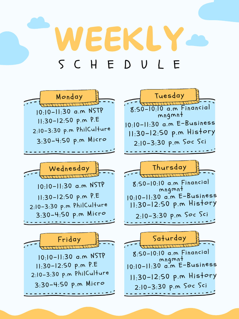 Blue Yellow Modern Weekly Schedule Planner | PDF
