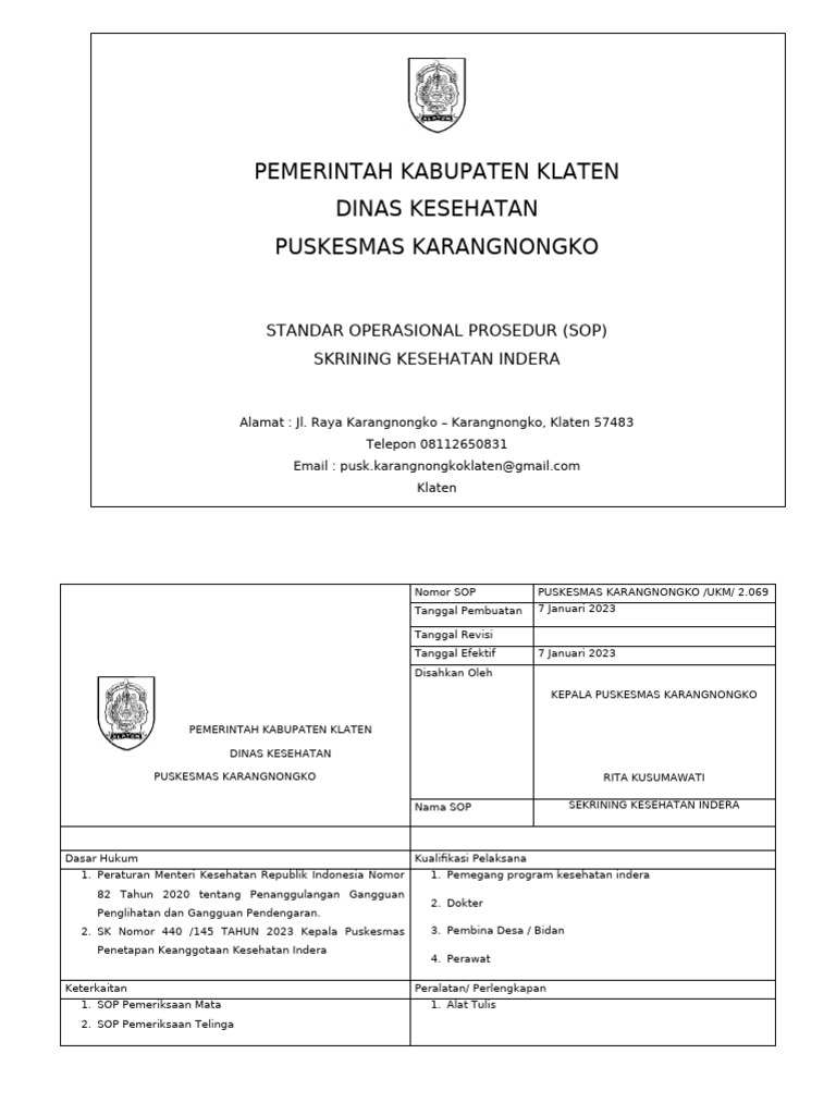 SOP Indera Penglihatan Pendengaran - Edit Fix | PDF