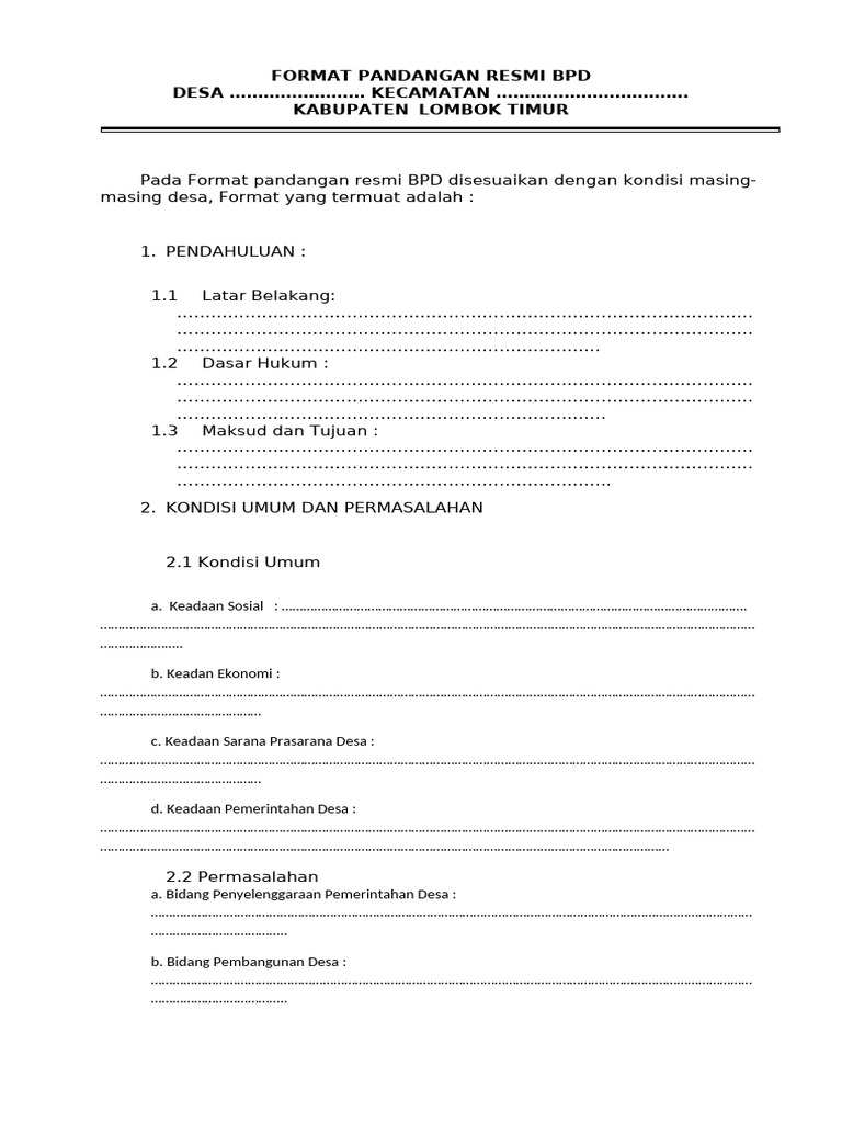 18 Format Pandangan Resmi BPD LOTIML | PDF
