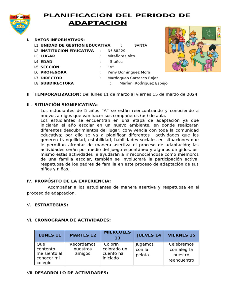 5 Años Periodo de Adpatacion | PDF
