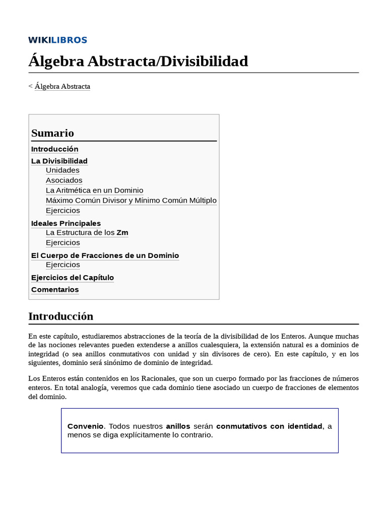 Álgebra Abstracta Divisibilidad | PDF