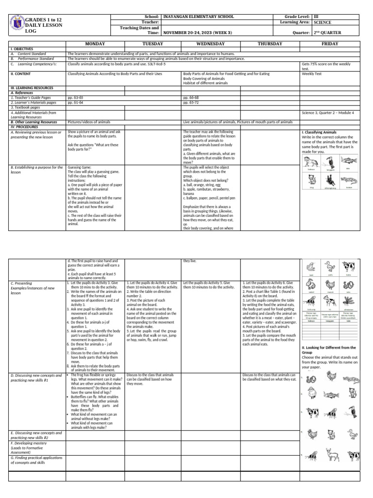 DLL Science Math AP-MAPEH-Q2-W3 | PDF