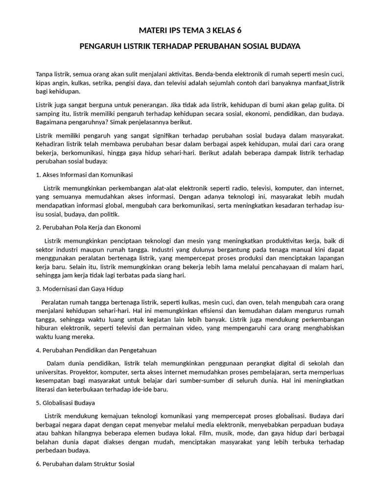Materi Ips Tema 3 Kelas 6 | PDF