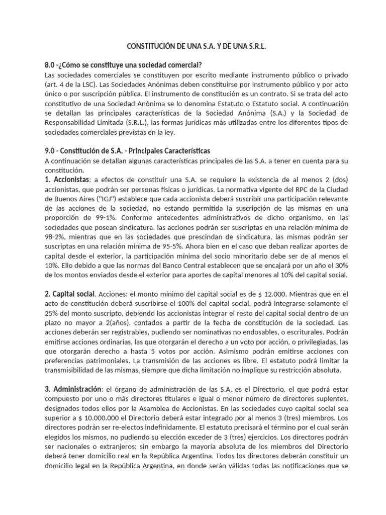 Constituciã"n de Una Sa - SRL - Impuestos | PDF