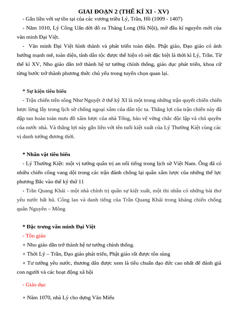 Giai Đoạn 2 (Thế Kỉ Xi - Xv) : * Sự kiện tiêu biểu | PDF