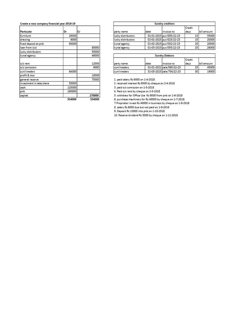 Opening Balance and Entry | PDF