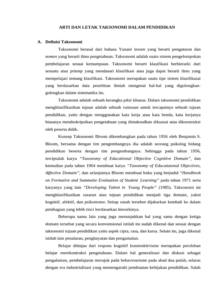 Taksonomi Bloom dalam Pendidikan | PDF