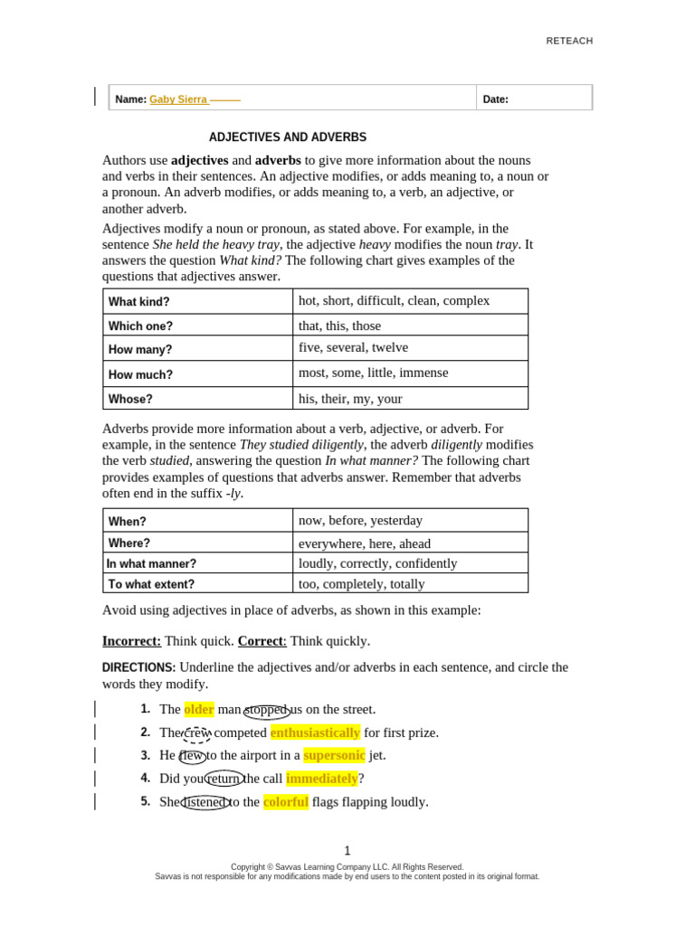 Adjetives and Adverbs | PDF