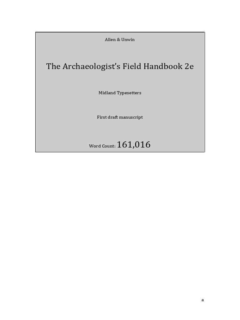 Burke Et Al. 2017 Archaeologists - Field - Handbook | PDF