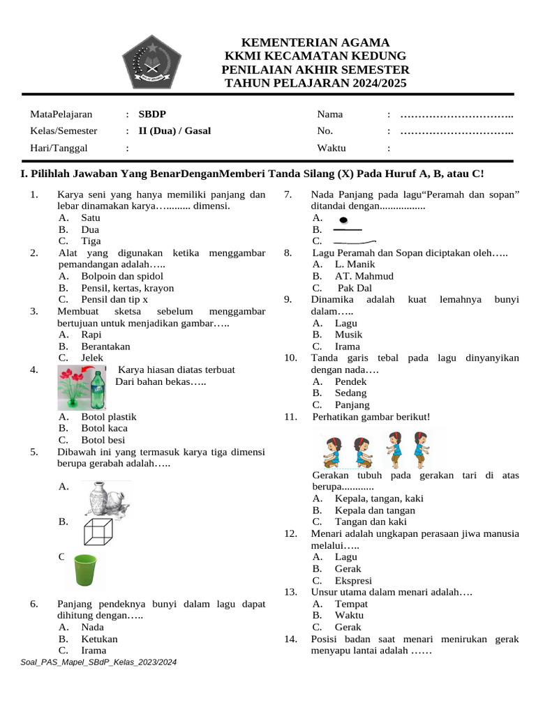 Soal Pas - SBDP - Kls II | PDF