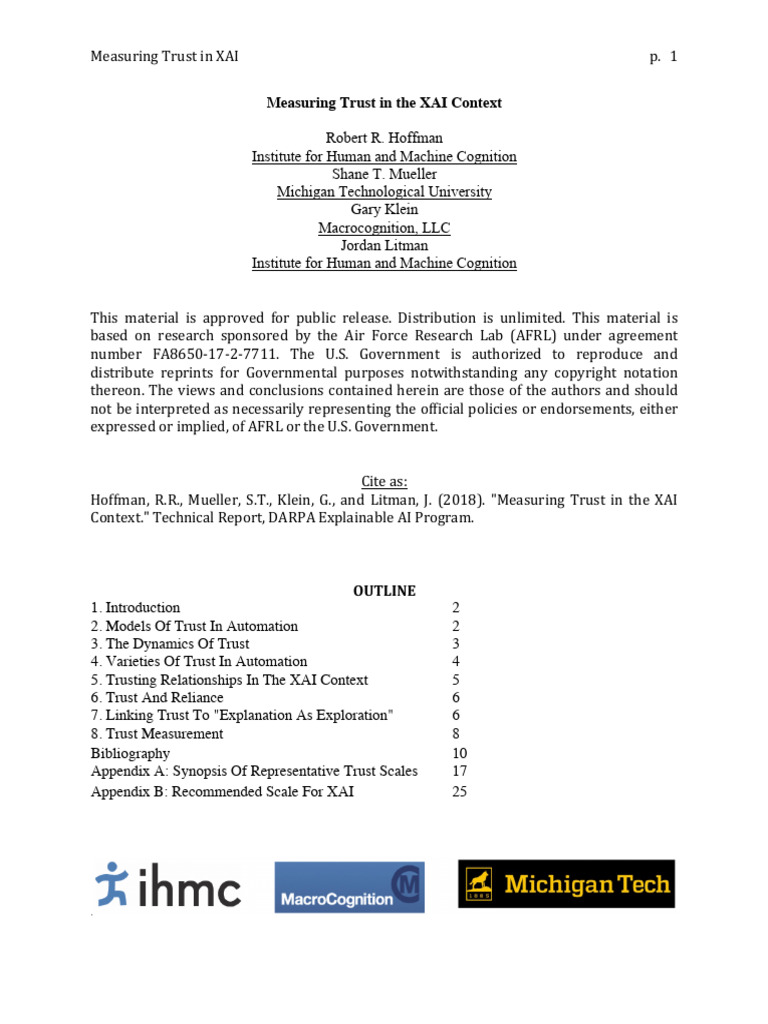 Measuring Trust in The XAI Context | PDF