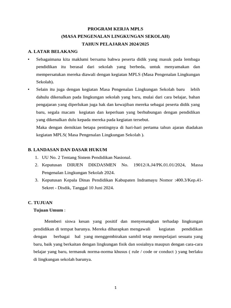 PROGRAM MPLS 2024-2025 | PDF