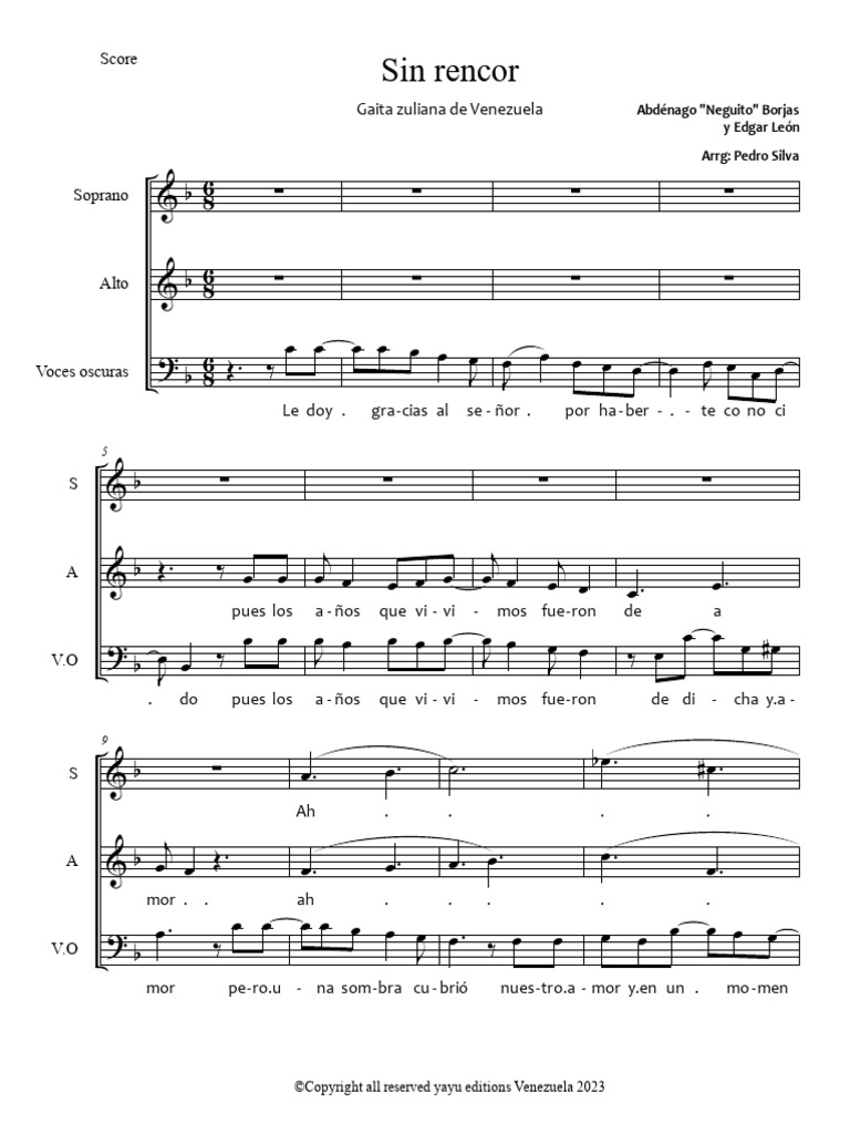 Sin rencor Score | PDF