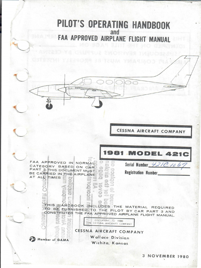 Cessna 421C POH v4.0 | PDF