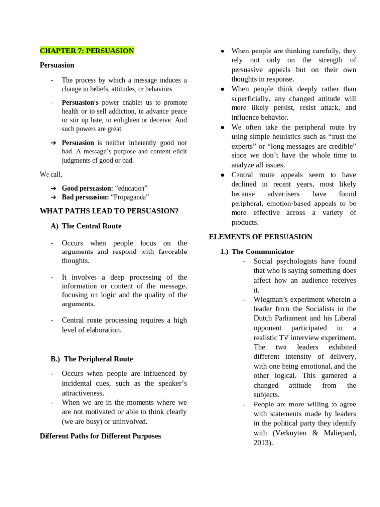 Chapter 7 Persuasion Social Psychology Pdf