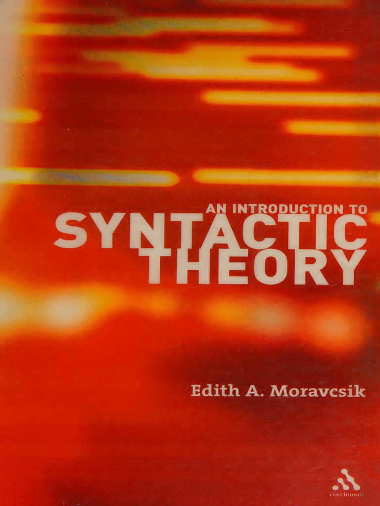 Edith A. Moravcsik - An Introduction To Syntactic Theory-Continuum (2006) | PDF