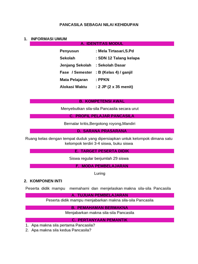 Modul PPKN Pancasila | PDF