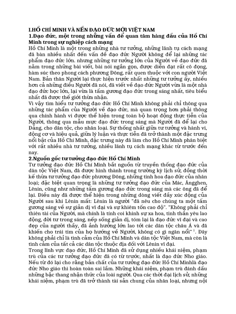 I.H Chí Minh Và N Nđođcmivitnam 1.Đ o Đ C, M T Trong NH NG V N Đ Quan Tâm Hàng Đ U C A H Chí ...