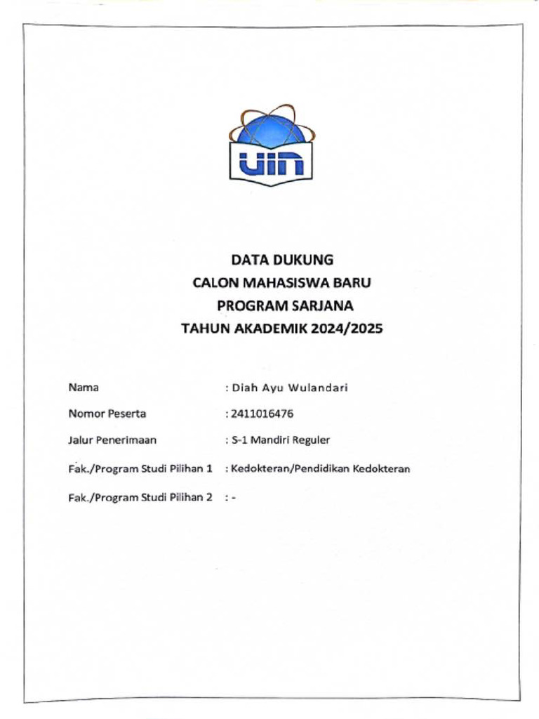 BIODATA Diyah | PDF