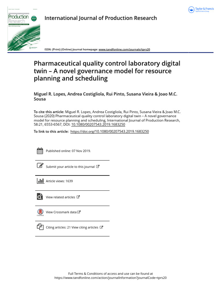 Pharma Lab Digital Twin Model | PDF | Sampling (Statistics) | Business