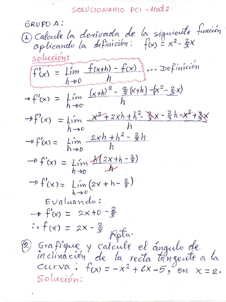 Solucionario Práctica Calificada 1 - Mat2 | PDF