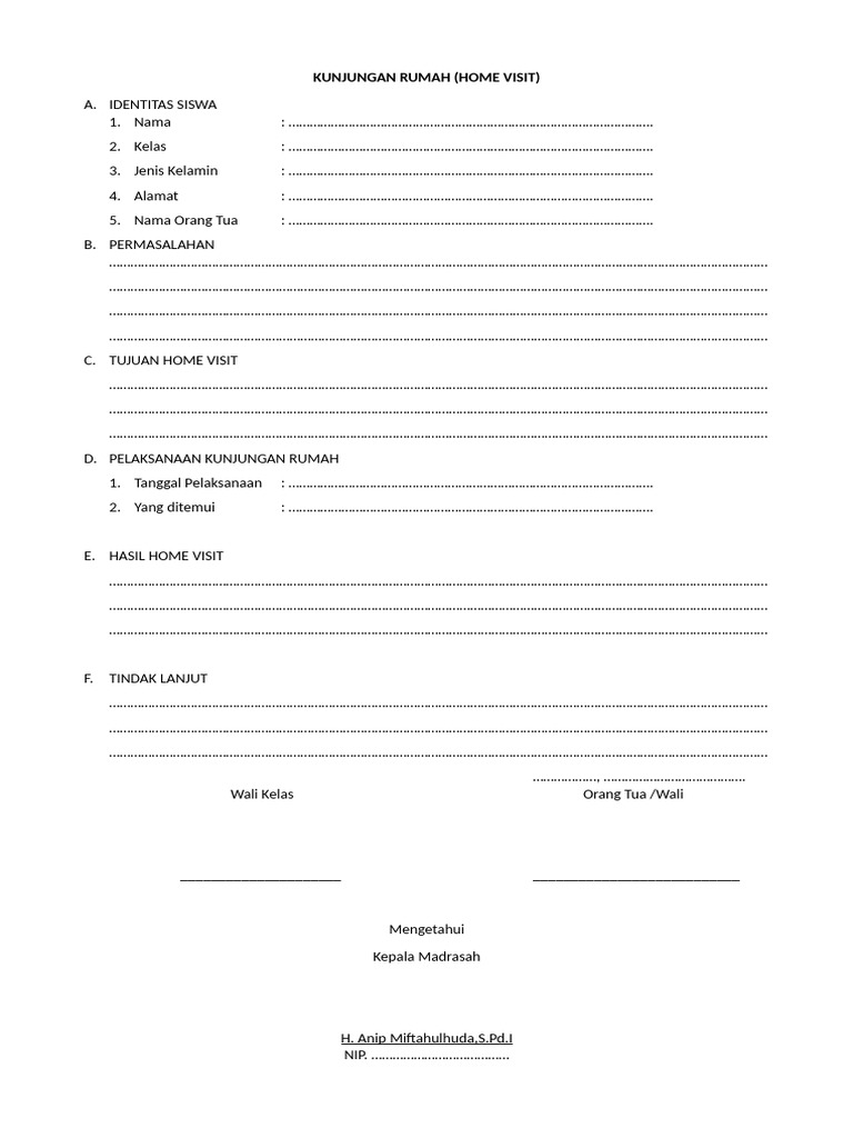 Form Home Visit | PDF