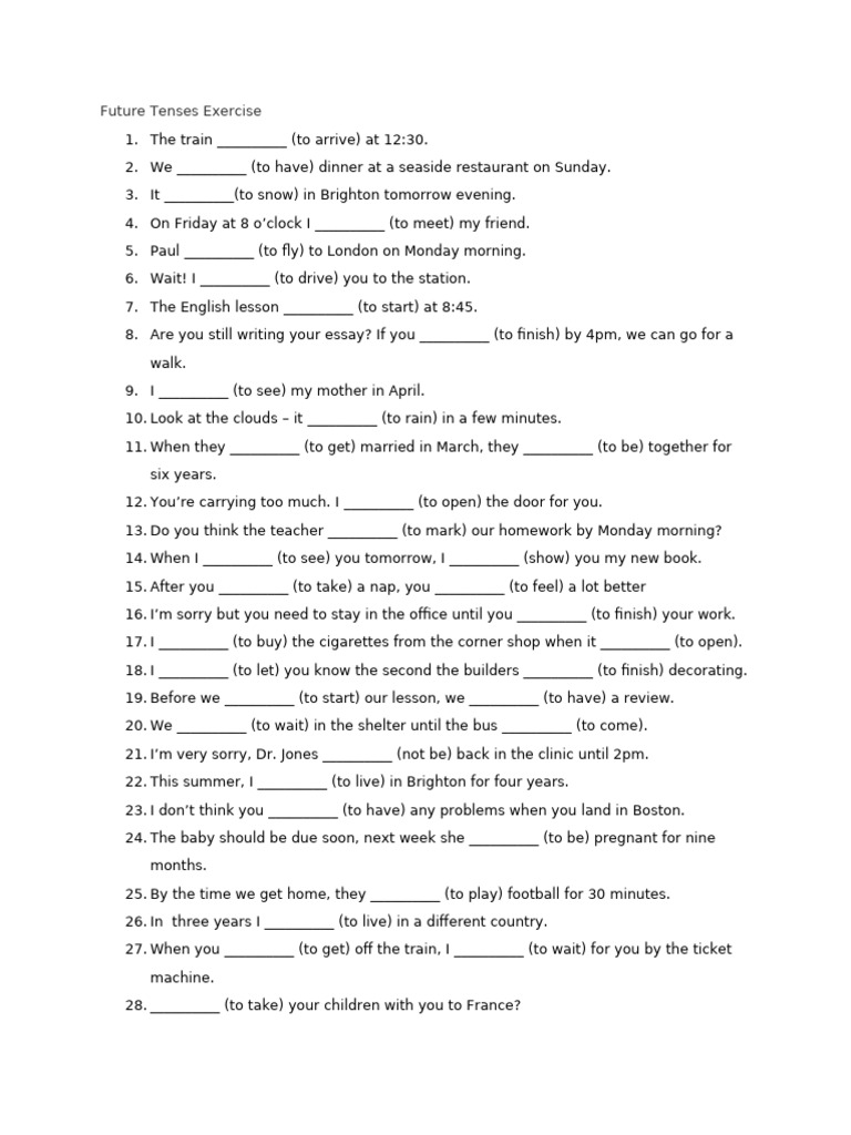 Future Tenses Exercise | PDF