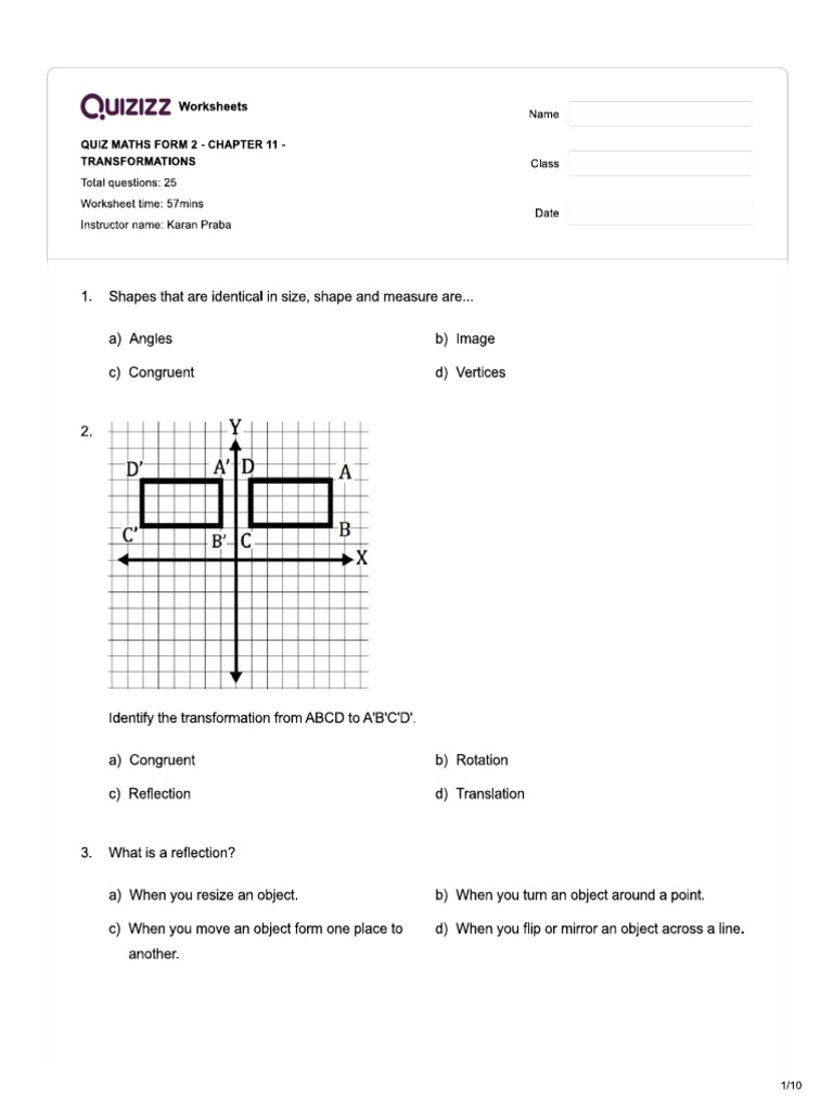 Form 2 Transformation Q | PDF