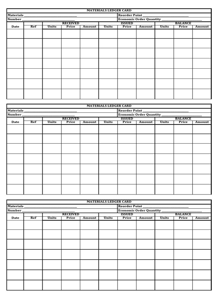 Materials Ledger Card | PDF