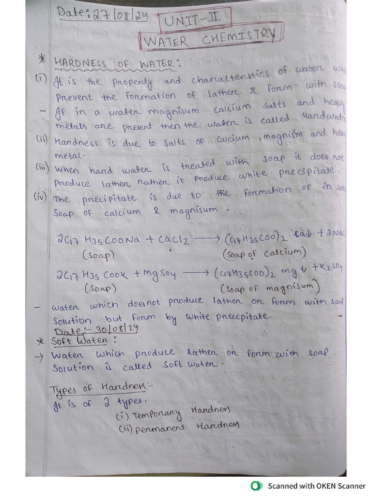 Water Chemistry Unit | PDF