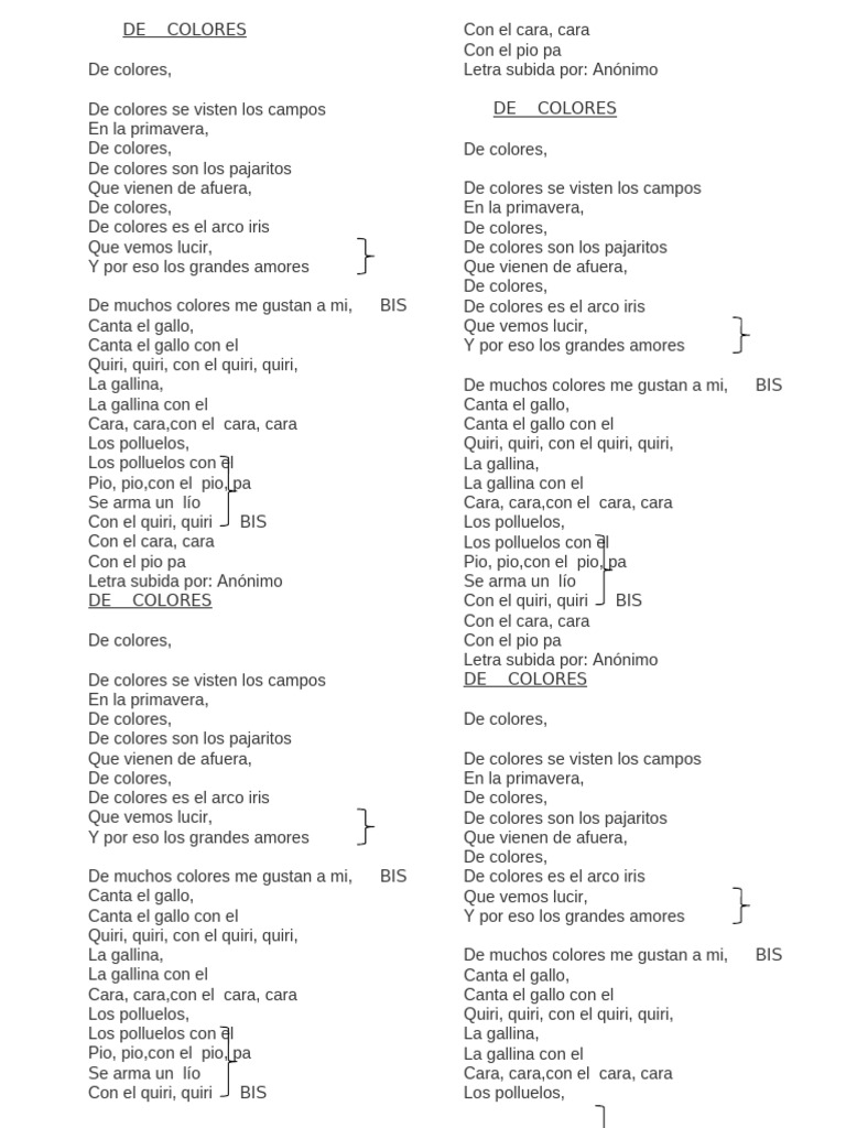 CANCION-DE-COLORES | PDF