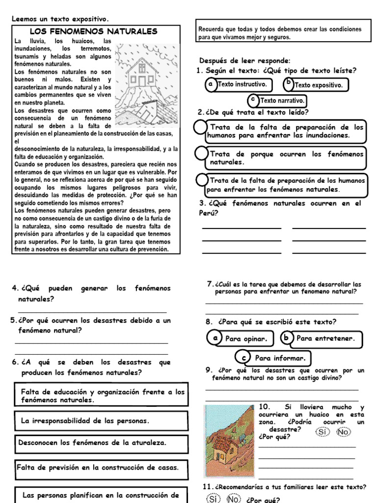 Ficha COM LEEMOS Fenomenos Naturales | PDF | Ciencias sociales