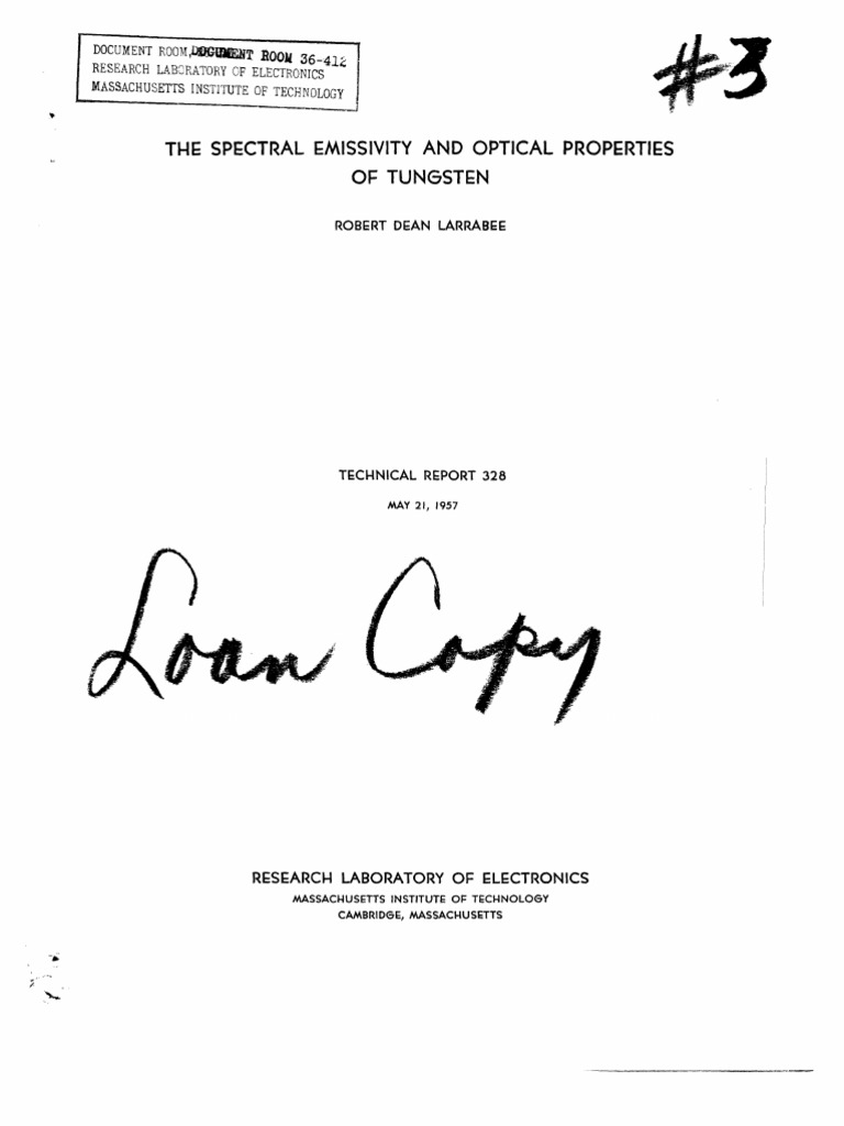 Spectral Emissivity of Tungsten | PDF | Electromagnetic Radiation ...