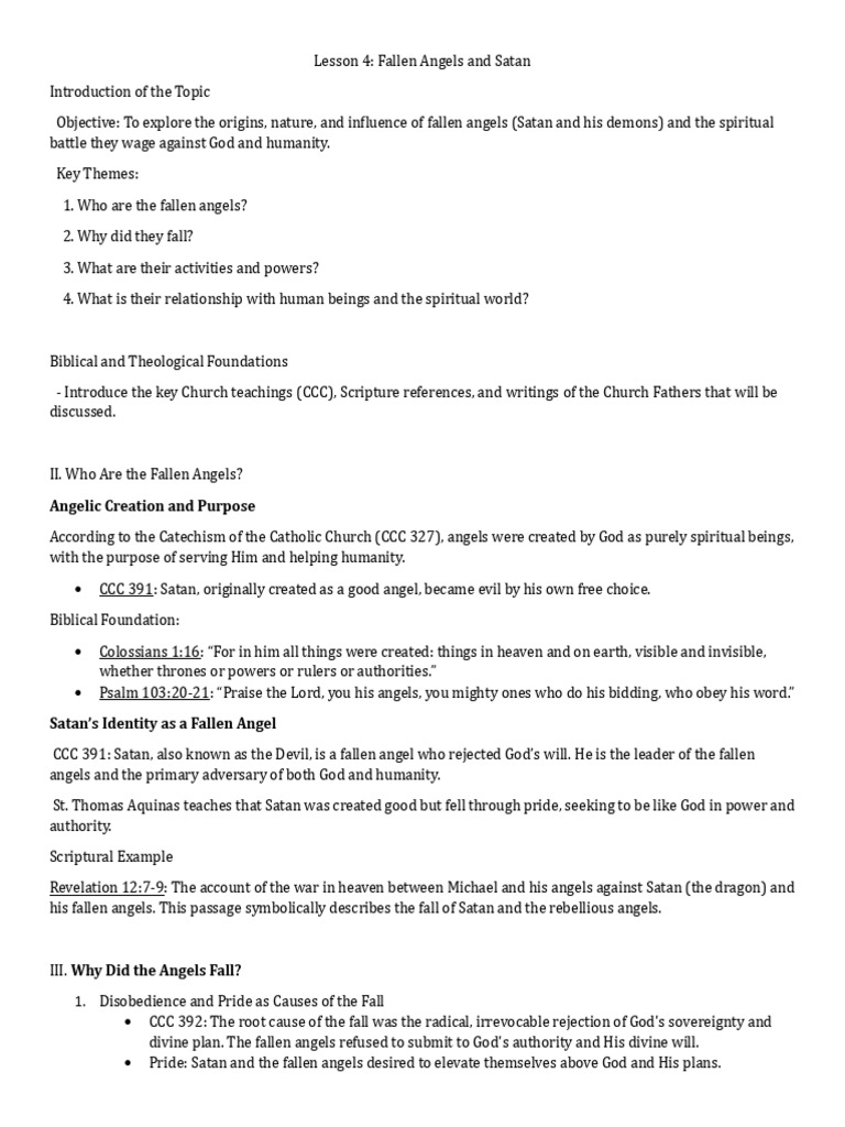 Lesson 4 - The Fallen Angels | PDF